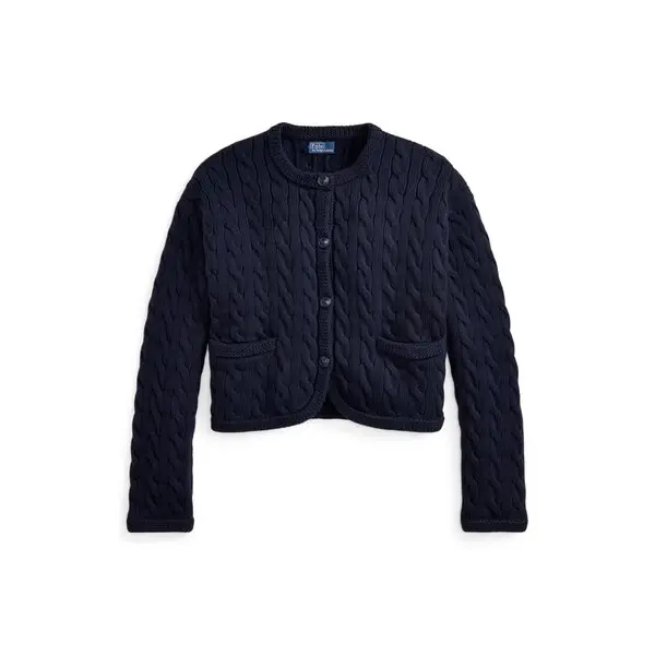Ralph Lauren Cable Knit Cotton Blend Cardigan - Hunter Navy