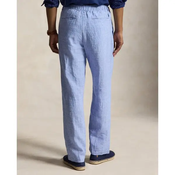 Ralph Lauren Lateef Relaxed Fit Plaid Linen Pant