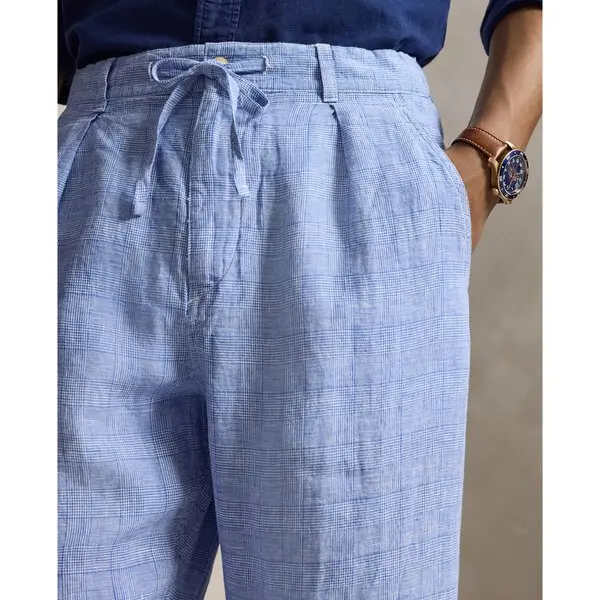Ralph Lauren Lateef Relaxed Fit Plaid Linen Pant