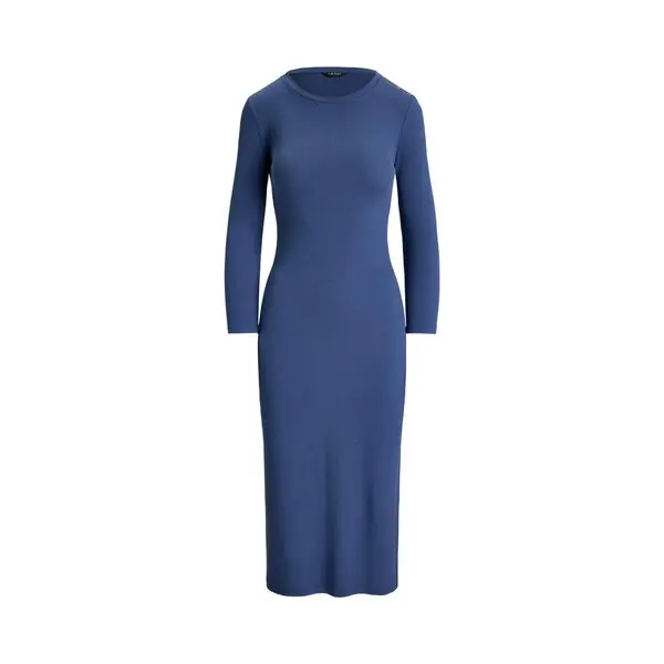 Ralph Lauren Button-trim Rib-knit Midi Dress