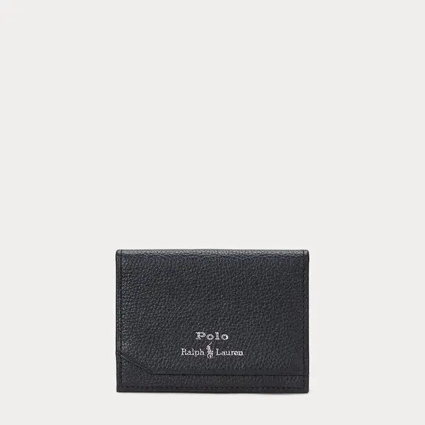 Ralph Lauren Pebbled Leather Folded Card Case - Black