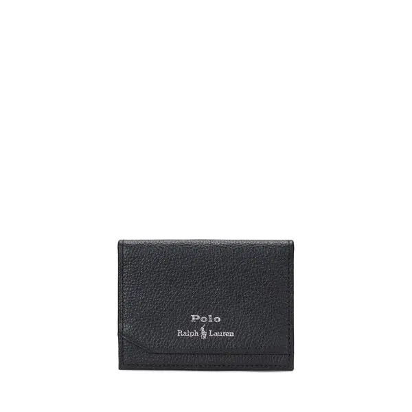 Ralph Lauren Pebbled Leather Folded Card Case - Black