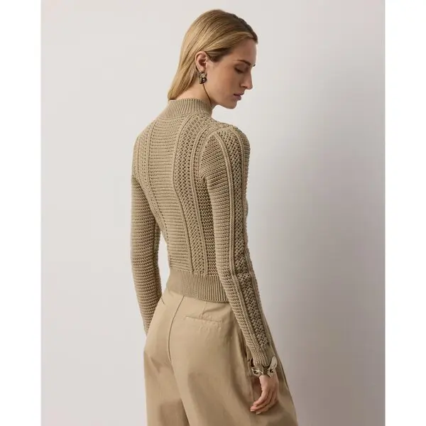 Ralph Lauren Cotton-blend Mockneck Cardigan