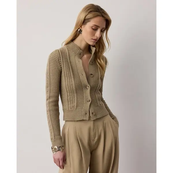 Ralph Lauren Cotton-blend Mockneck Cardigan