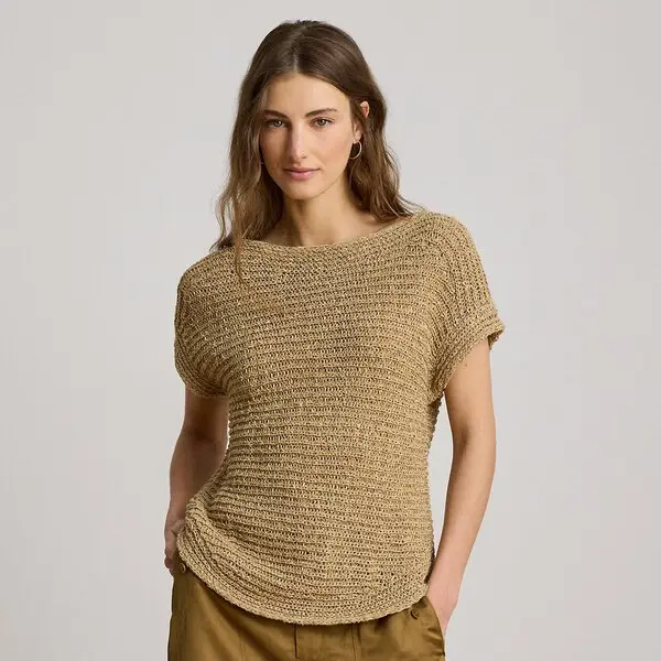 Ralph Lauren Rib-knit Short-sleeve Sweater - Birch Tan
