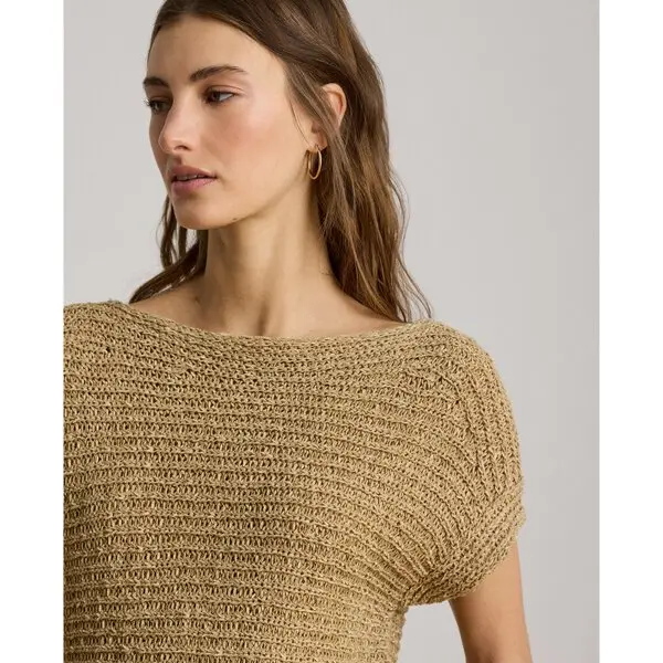 Ralph Lauren Rib-knit Short-sleeve Sweater - Birch Tan