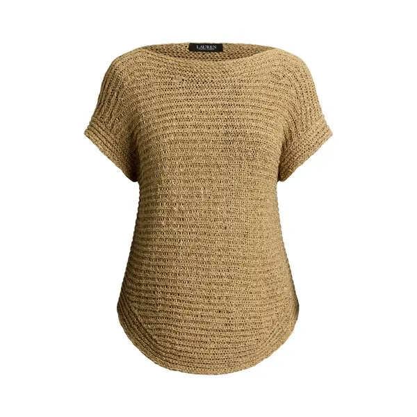 Ralph Lauren Rib-knit Short-sleeve Sweater - Birch Tan
