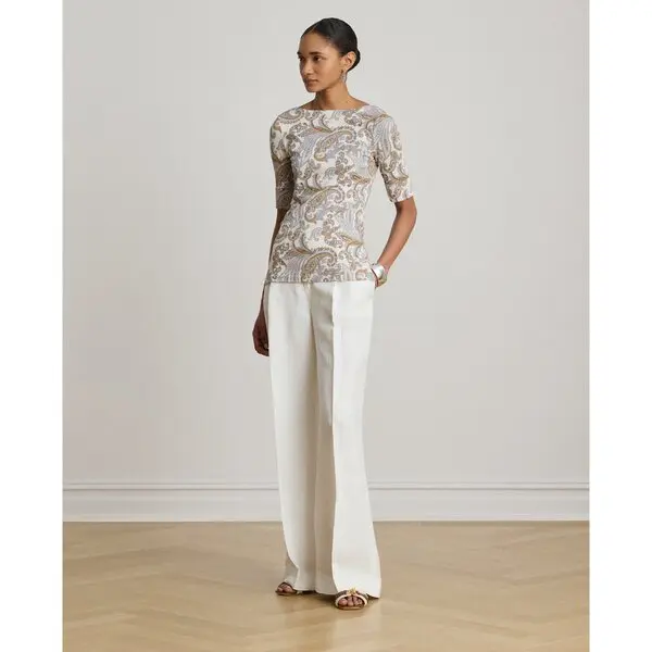 Ralph Lauren Paisley Stretch Cotton Boatneck Tee