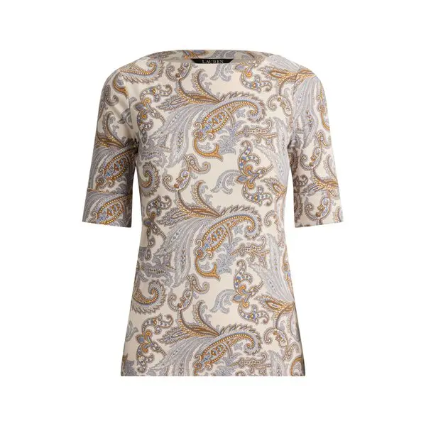 Ralph Lauren Paisley Stretch Cotton Boatneck Tee