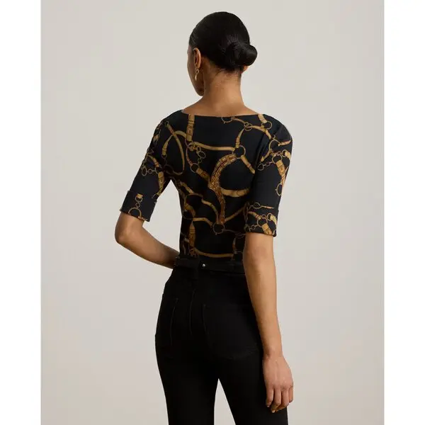 Ralph Lauren Belting-print Cotton Boatneck Tee