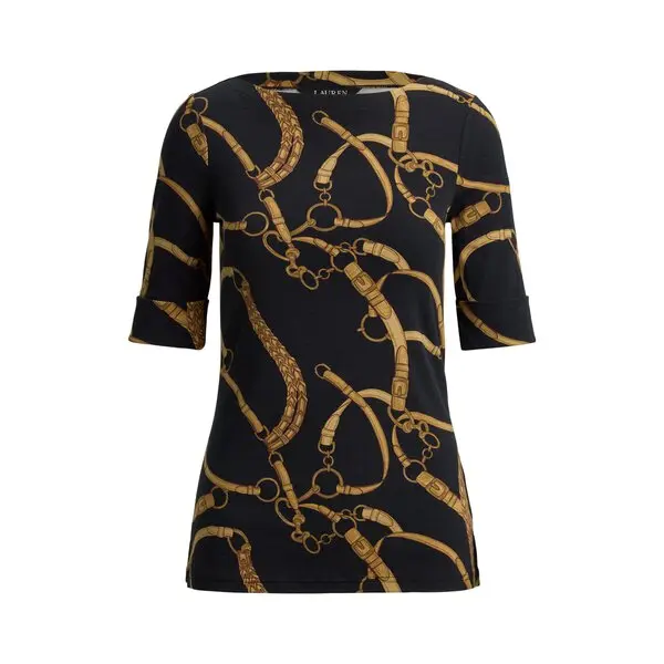 Ralph Lauren Belting-print Cotton Boatneck Tee