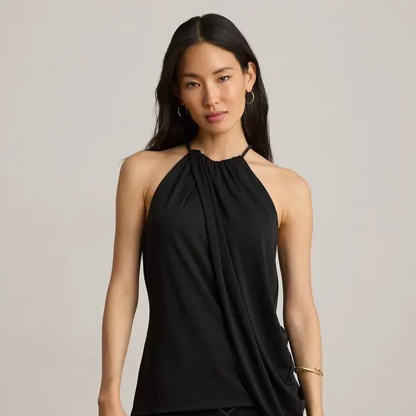 Ralph Lauren Pleated Stretch Jersey Halter Top