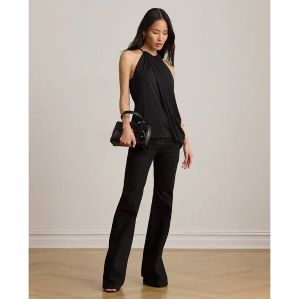 Ralph Lauren Pleated Stretch Jersey Halter Top
