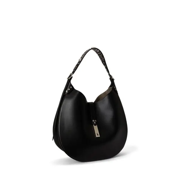 Ralph Lauren Polo Id Stud Leather Large Shoulder Bag