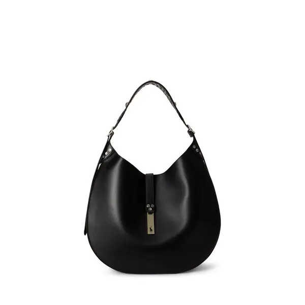 Ralph Lauren Polo Id Stud Leather Large Shoulder Bag