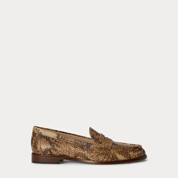 Ralph Lauren Wynnie Python-embossed Leather Loafer