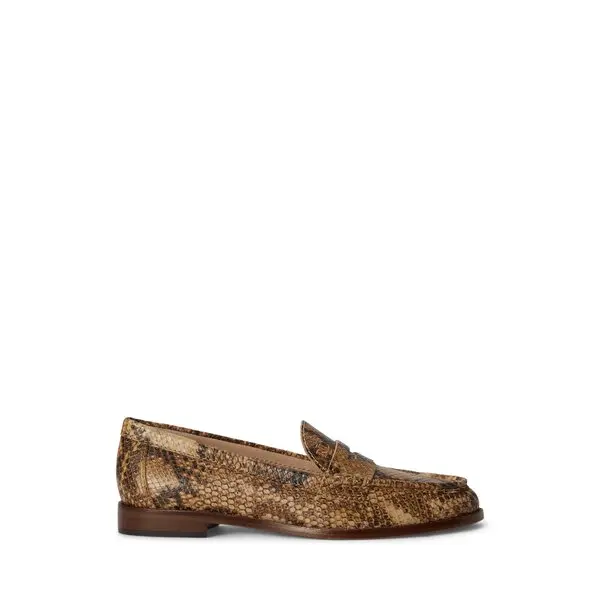 Ralph Lauren Wynnie Python-embossed Leather Loafer