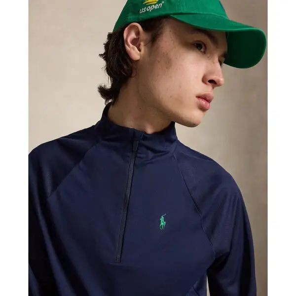 Ralph Lauren Us Open Paneled Stretch Jersey Quarter-zip Pullover - Refined Navy