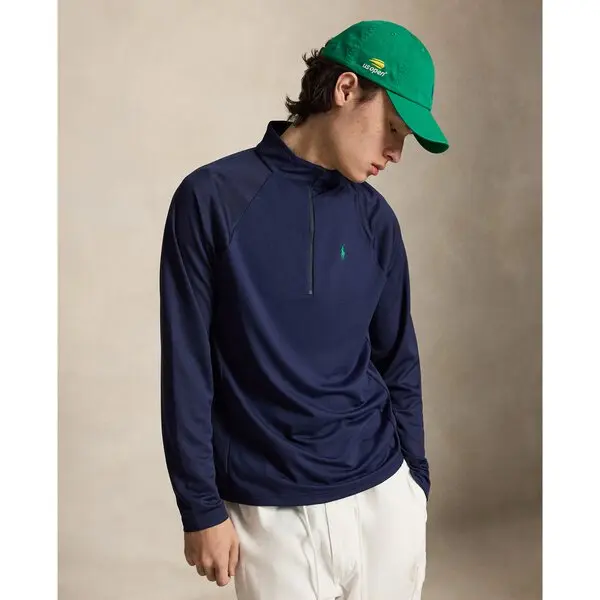 Ralph Lauren Us Open Paneled Stretch Jersey Quarter-zip Pullover - Refined Navy