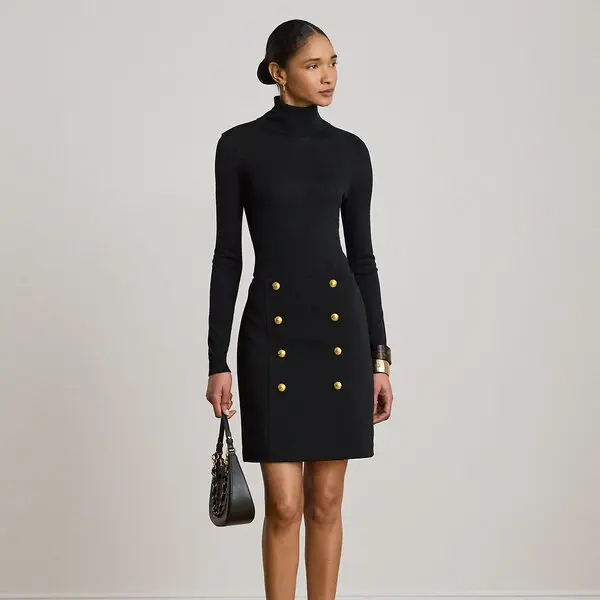 Ralph Lauren Double-breasted Sablé Wrap Miniskirt - Black