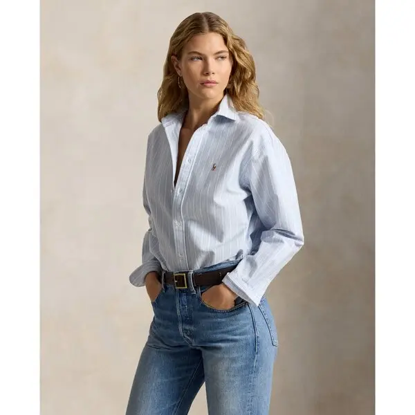 Ralph Lauren Relaxed Fit Cotton Oxford Striped Shirt - Blue Multi