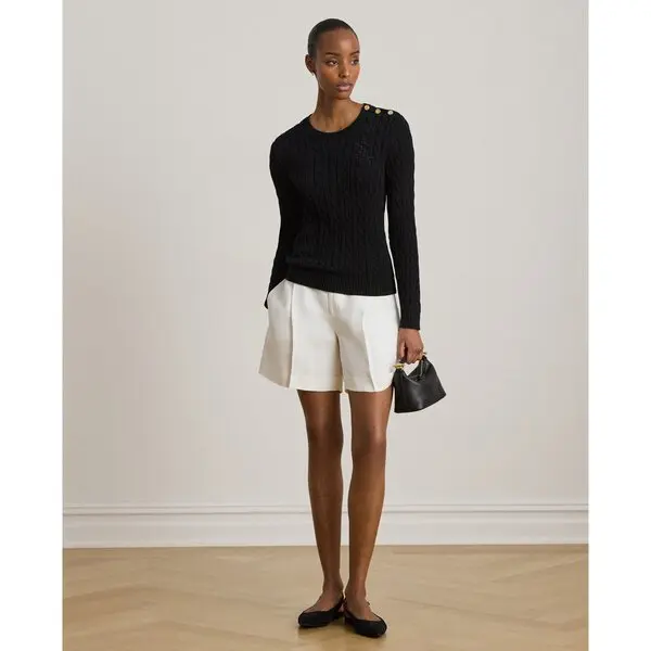 Ralph Lauren Button-trim Cable-knit Sweater - Black
