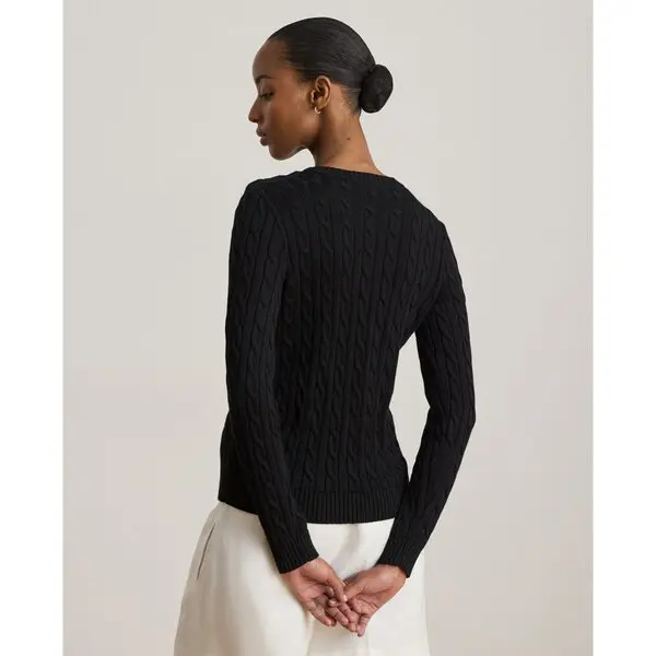 Ralph Lauren Button-trim Cable-knit Sweater - Black