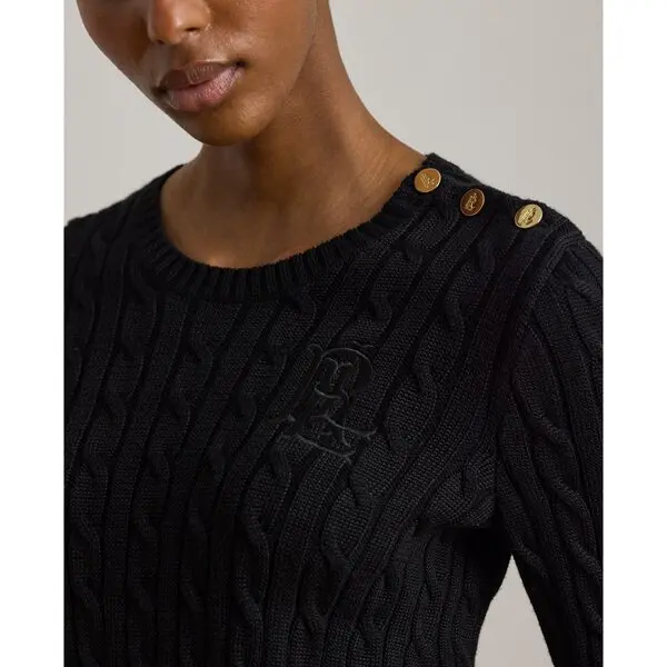 Ralph Lauren Button-trim Cable-knit Sweater - Black