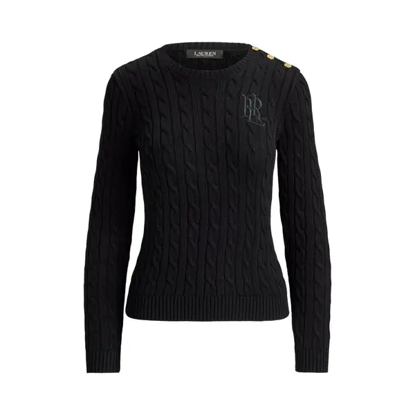 Ralph Lauren Button-trim Cable-knit Sweater - Black