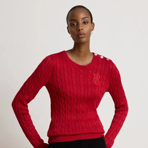 Ralph Lauren Button-trim Cable-knit Sweater - Ralph Red