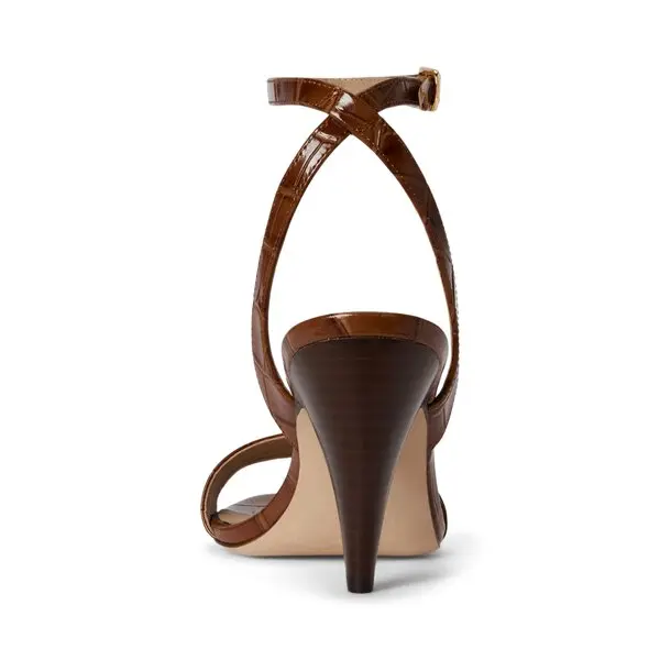 Ralph Lauren Gracy Croc-embossed Leather Sandal