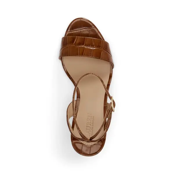 Ralph Lauren Gracy Croc-embossed Leather Sandal