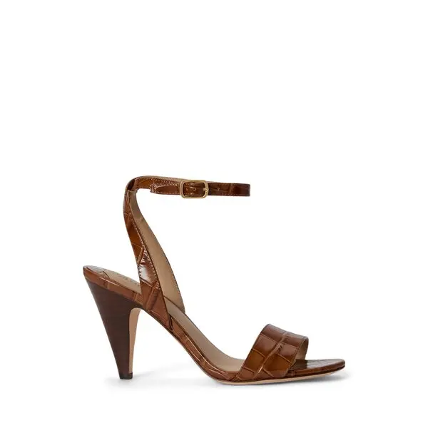 Ralph Lauren Gracy Croc-embossed Leather Sandal