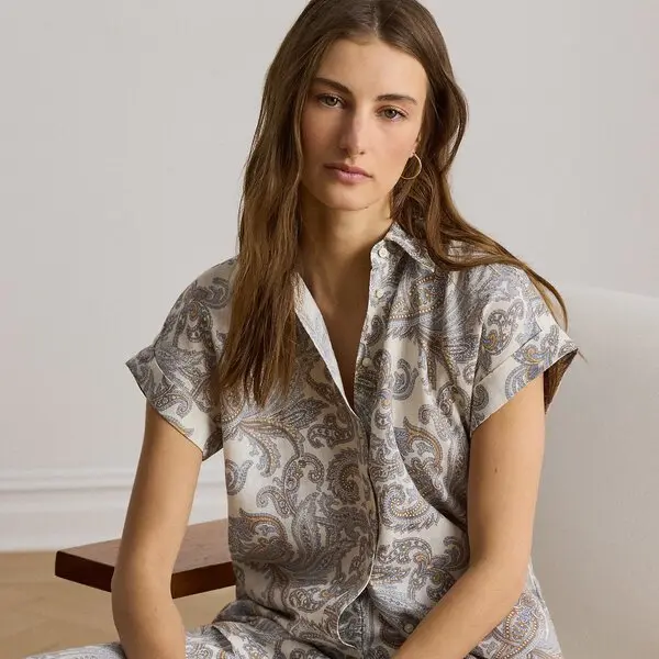 Ralph Lauren Relaxed Fit Paisley Short-sleeve Shirt - Cream Multi