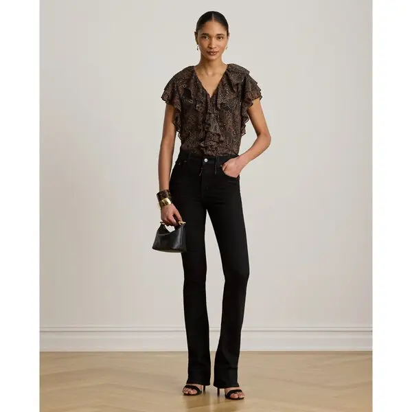 Ralph Lauren Paisley Ruffle-trim Georgette Blouse