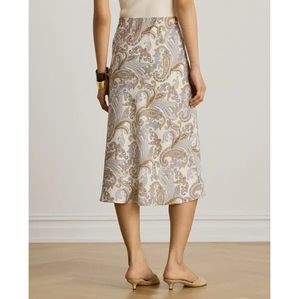 Ralph Lauren Paisley Crepe Midi Skirt