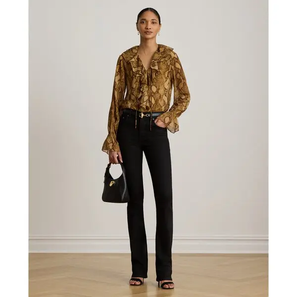 Ralph Lauren Print Ruffle-trim Georgette Blouse
