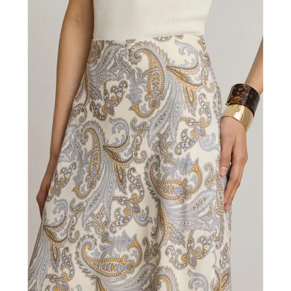 Ralph Lauren Paisley Crepe Midi Skirt