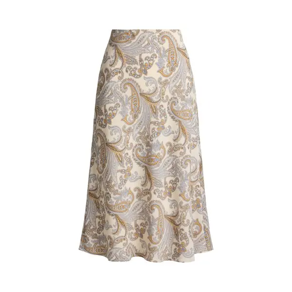 Ralph Lauren Paisley Crepe Midi Skirt