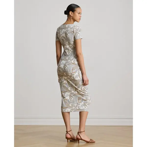 Ralph Lauren Paisley Cotton Jersey Square-neck Dress