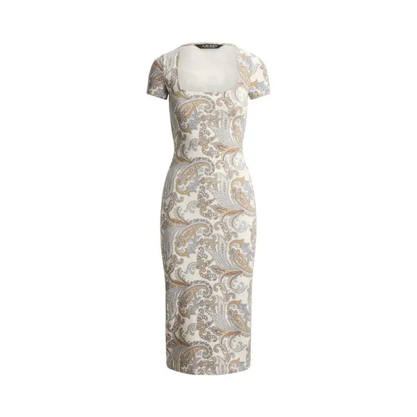 Ralph Lauren Paisley Cotton Jersey Square-neck Dress