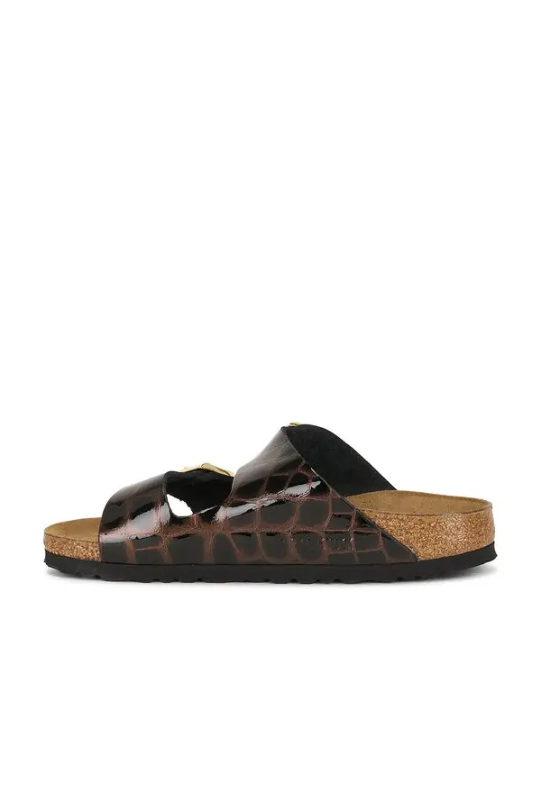 BIRKENSTOCK Arizona Croc Embossed Sandal - Black