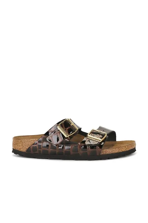 BIRKENSTOCK Arizona Croc Embossed Sandal - Black