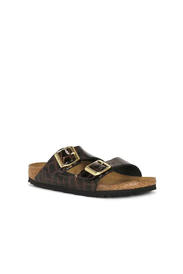BIRKENSTOCK Arizona Croc Embossed Sandal - Black