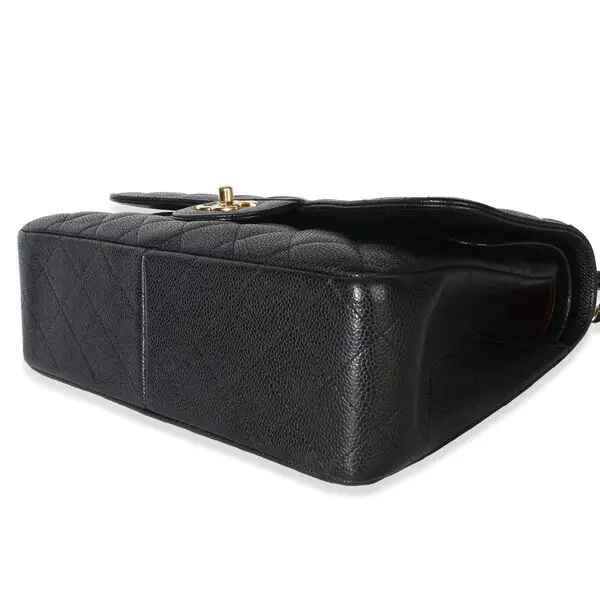 Chanel Quilted Caviar Jumbo Double Flap Bag - Black