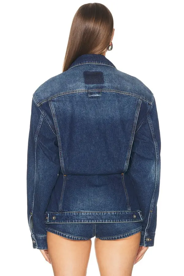 MUGLER Hourglass Denim Jacket - Brushed Blue Washed