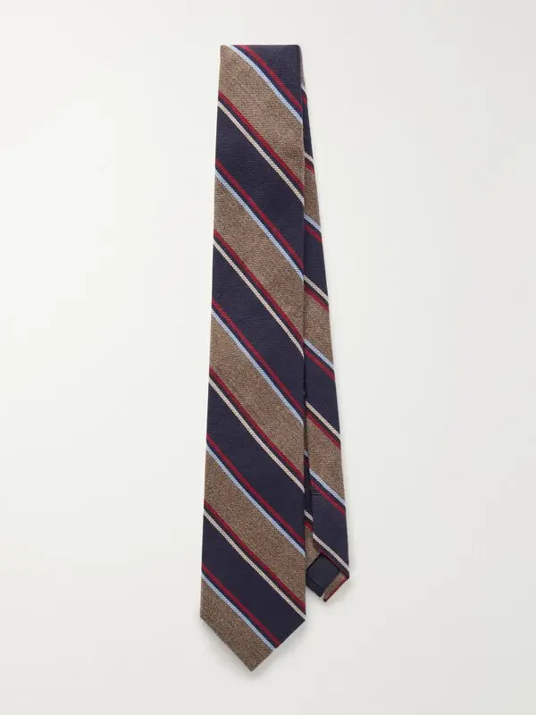Visvim 8cm Striped Wool And Silk-blend Tie - Blue