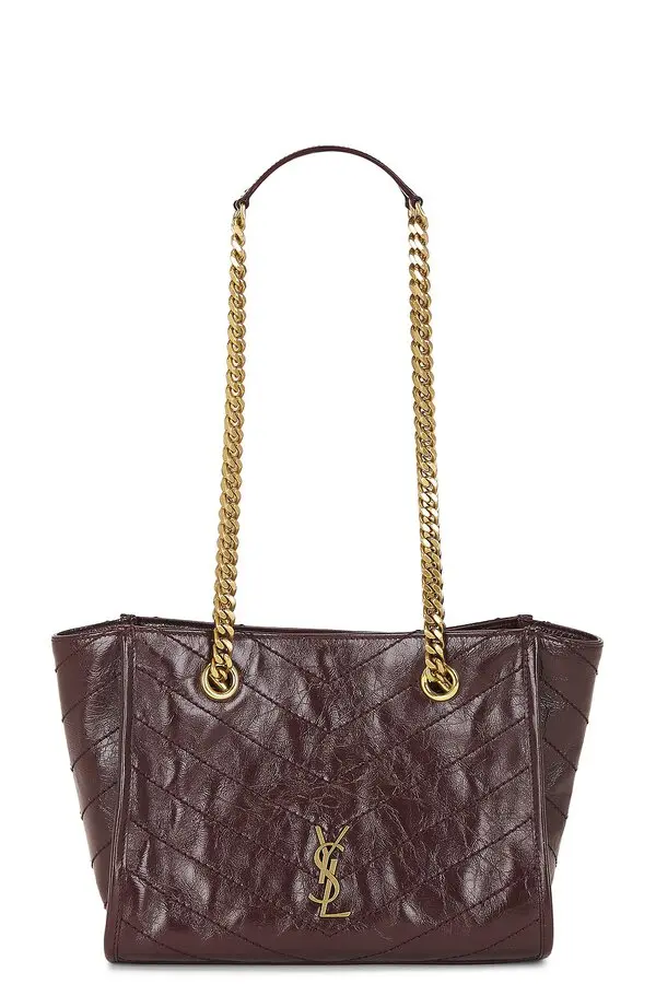 Saint Laurent Small Niki East West Shopping Bag In Cognac - Rouge Cabernet