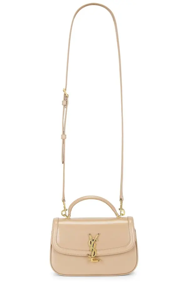Saint Laurent Mini Solferino Top Handle Bag In Black - Clear Beige