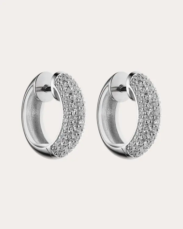 GUZEMA Diamond Bold Hug Hoop Earrings - Silver